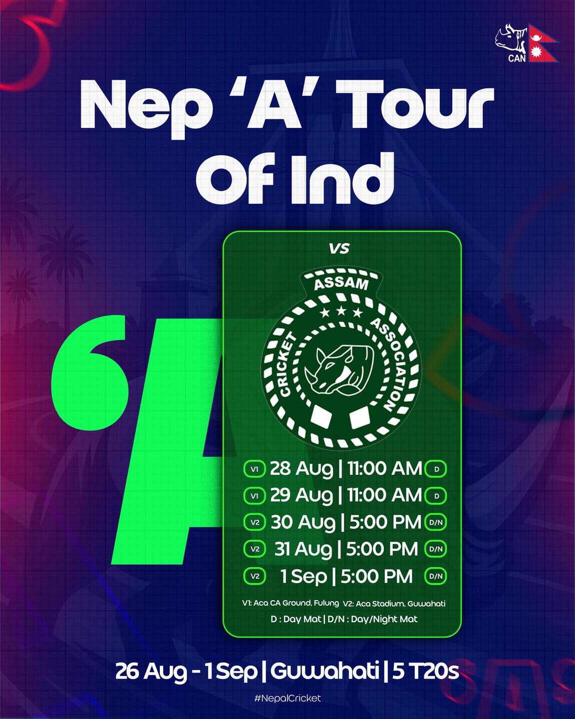 Nepal 'A' to play day/night matches with Assam State