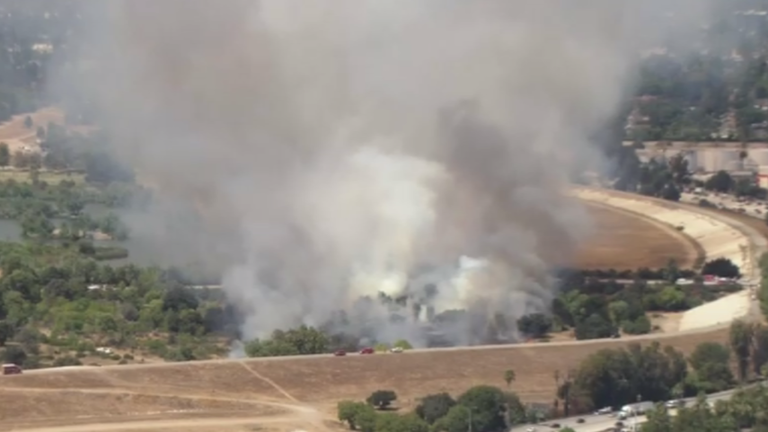 Firefighters battle Sherman Oaks brush fire