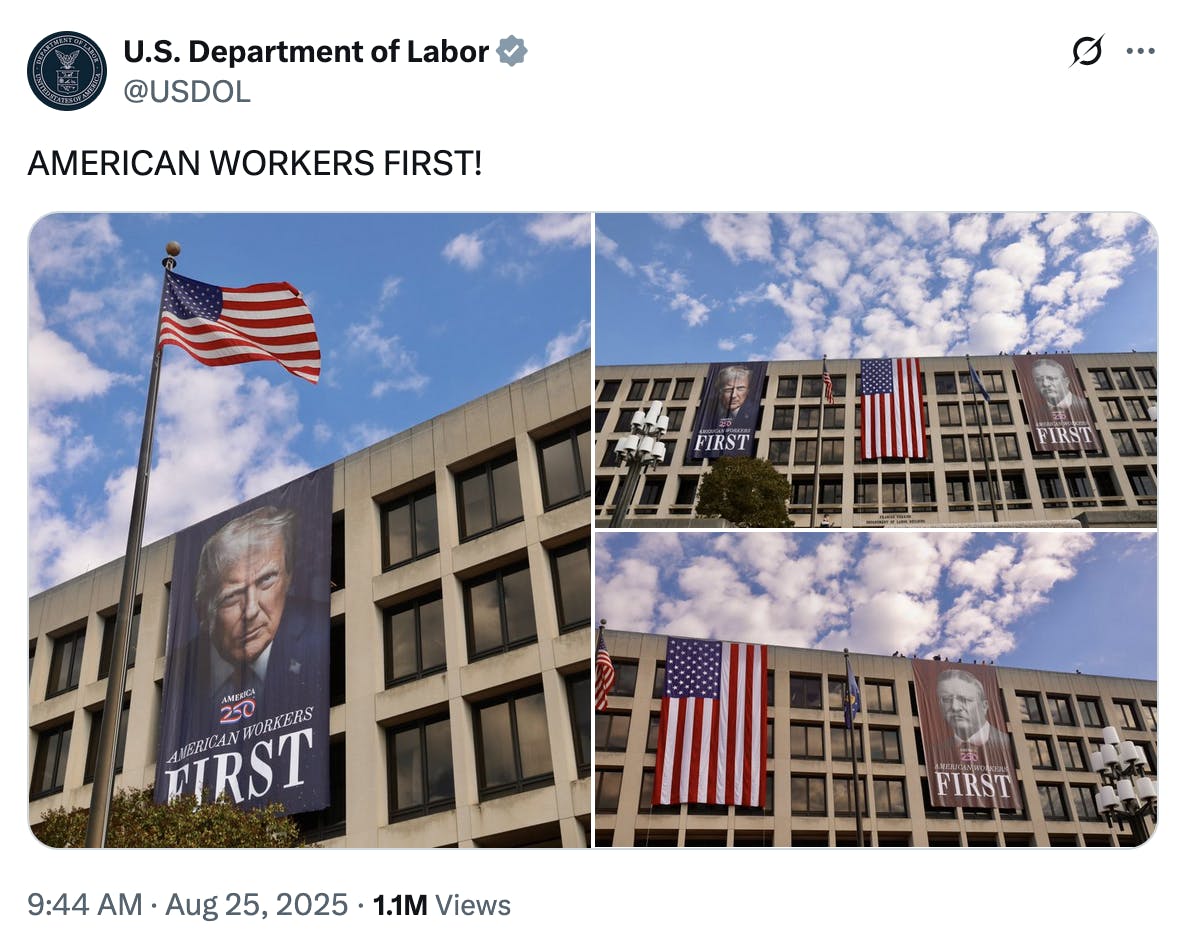Trump Pulls From Dictator Playbook and Hangs Giant Banner of His Face