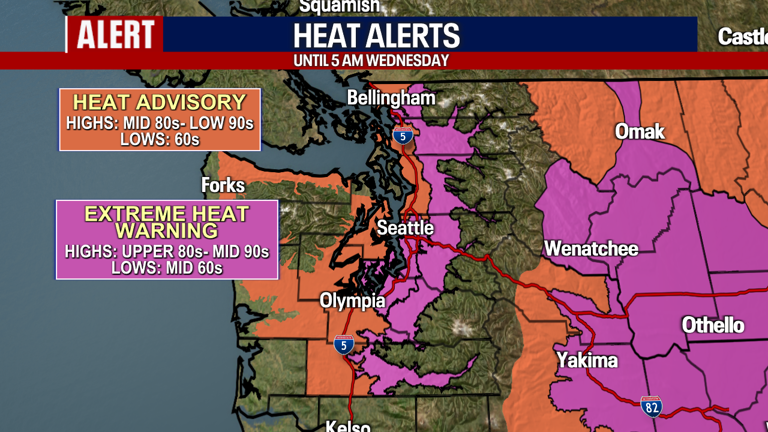 Seattle weather: Last day of Extreme Heat Warning Tuesday