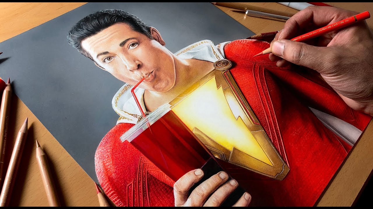 Shazam Drawing Timelapse DC Comics Superhero Art
