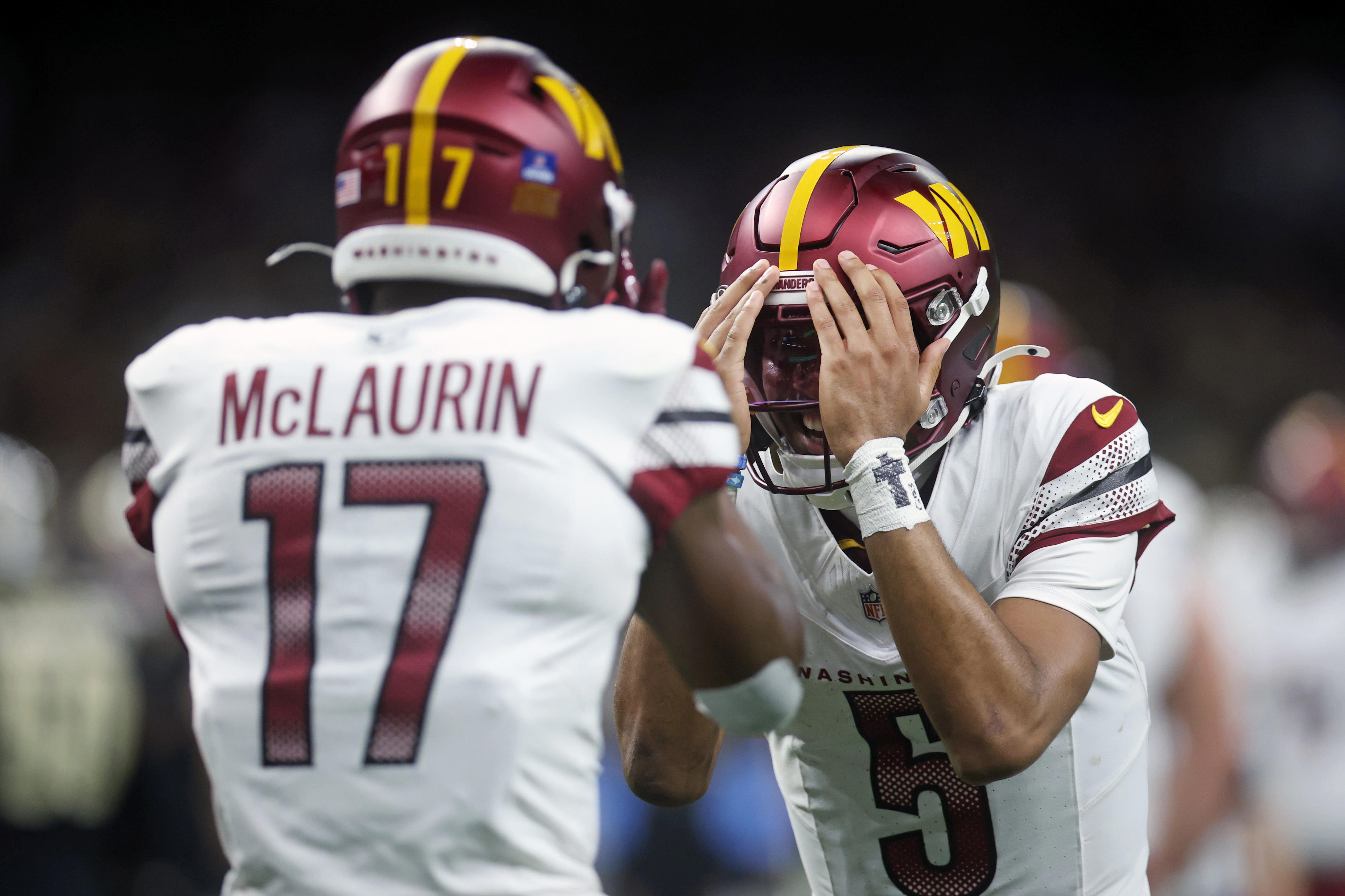 Commanders' Jayden Daniels and Deebo Samuel react to Terry McLaurin's ...