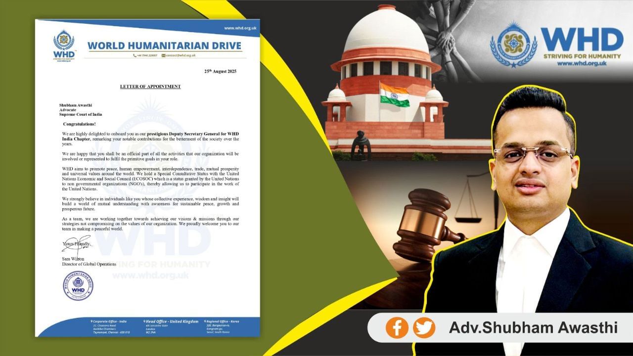 Supreme Court lawyer Shubham Awasthi gets big role at World ...