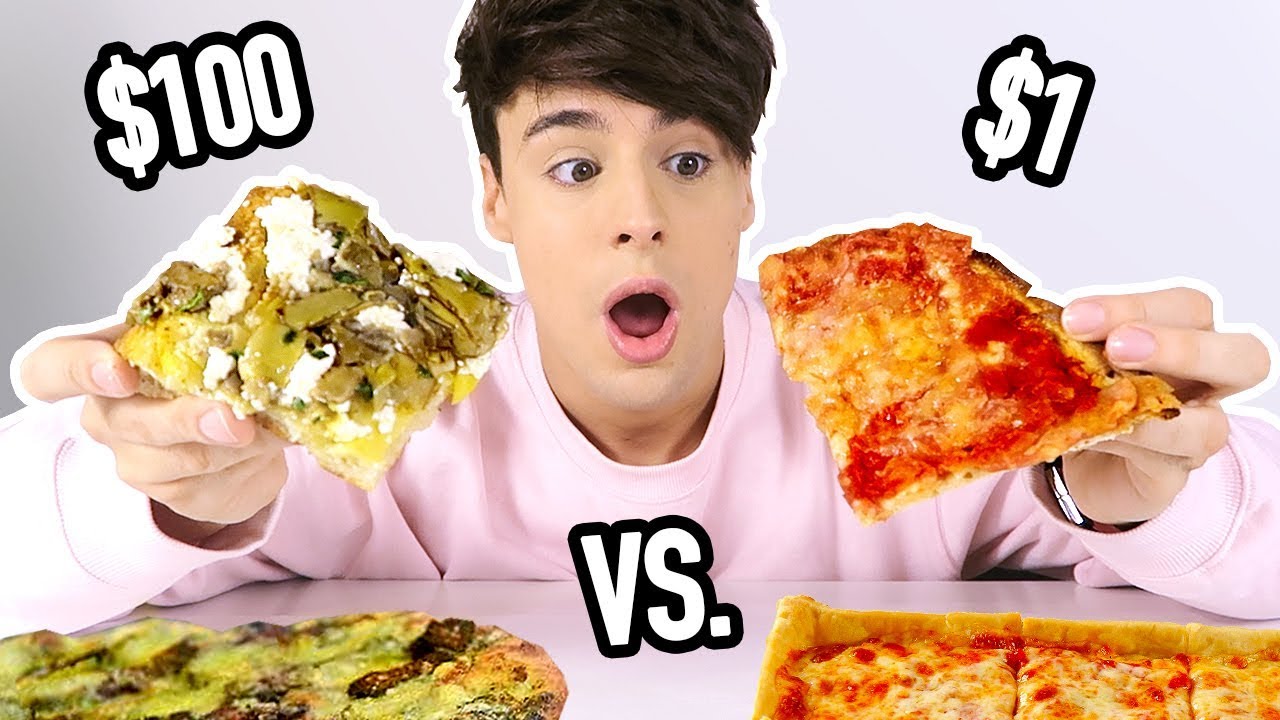 Comparing a one hundred dollar luxury pizza against a cheap slice