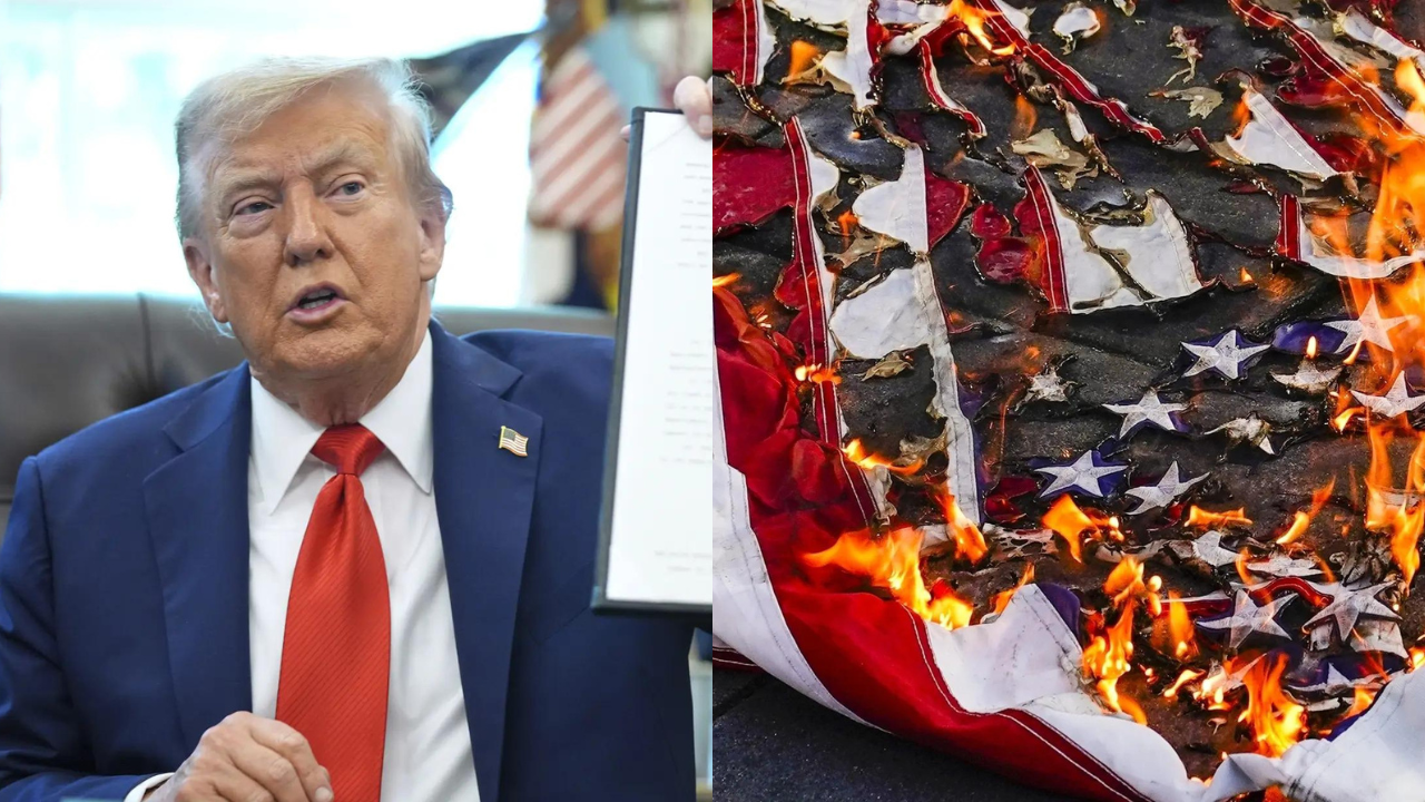 'Burn a flag, get a year in jail': Donald Trump's executive order ...