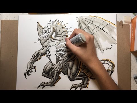 Venom Dragon Speed Drawing Using Copic Markers