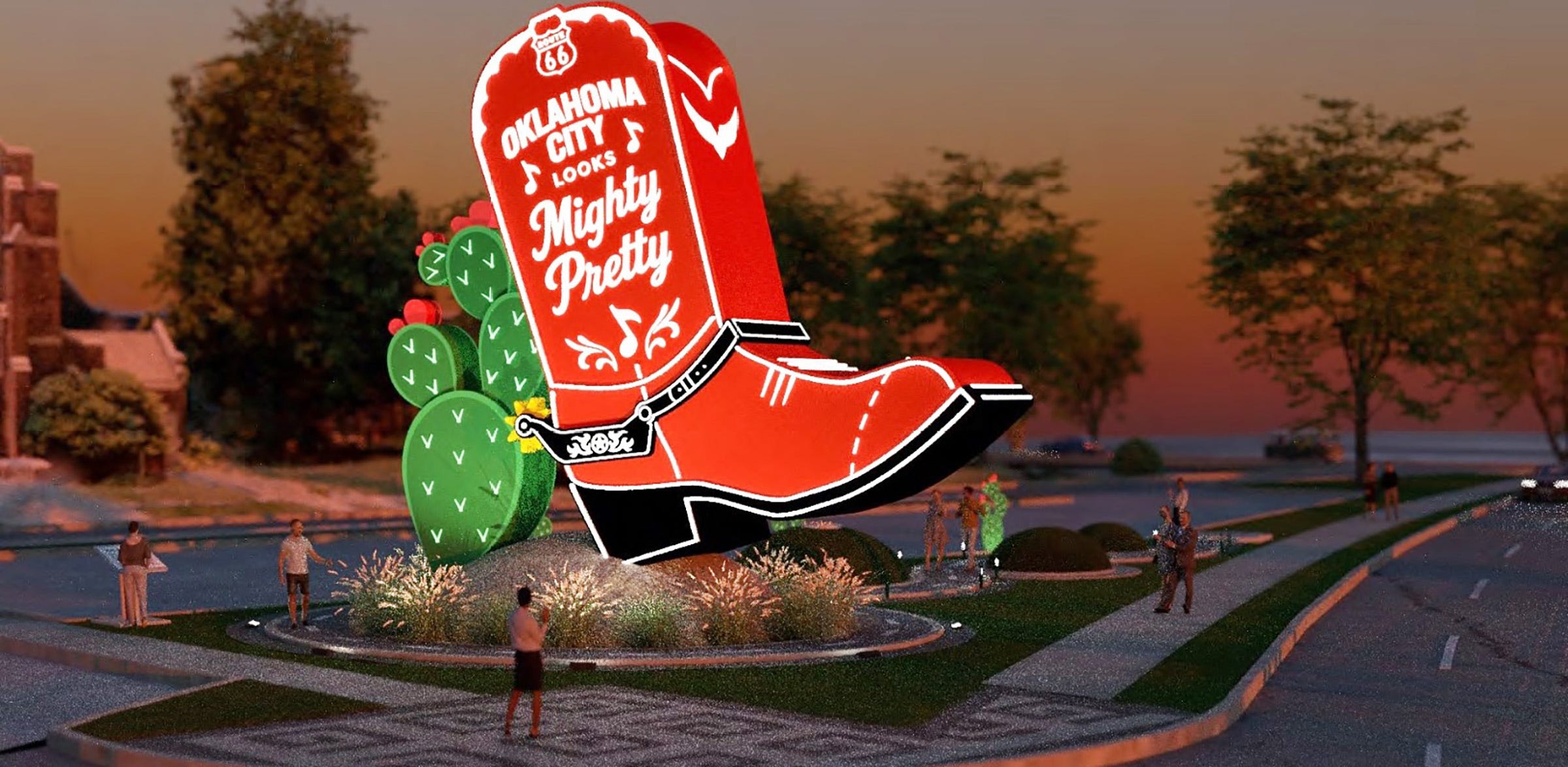 OKC council approves new location for Route 66 boot sculpture