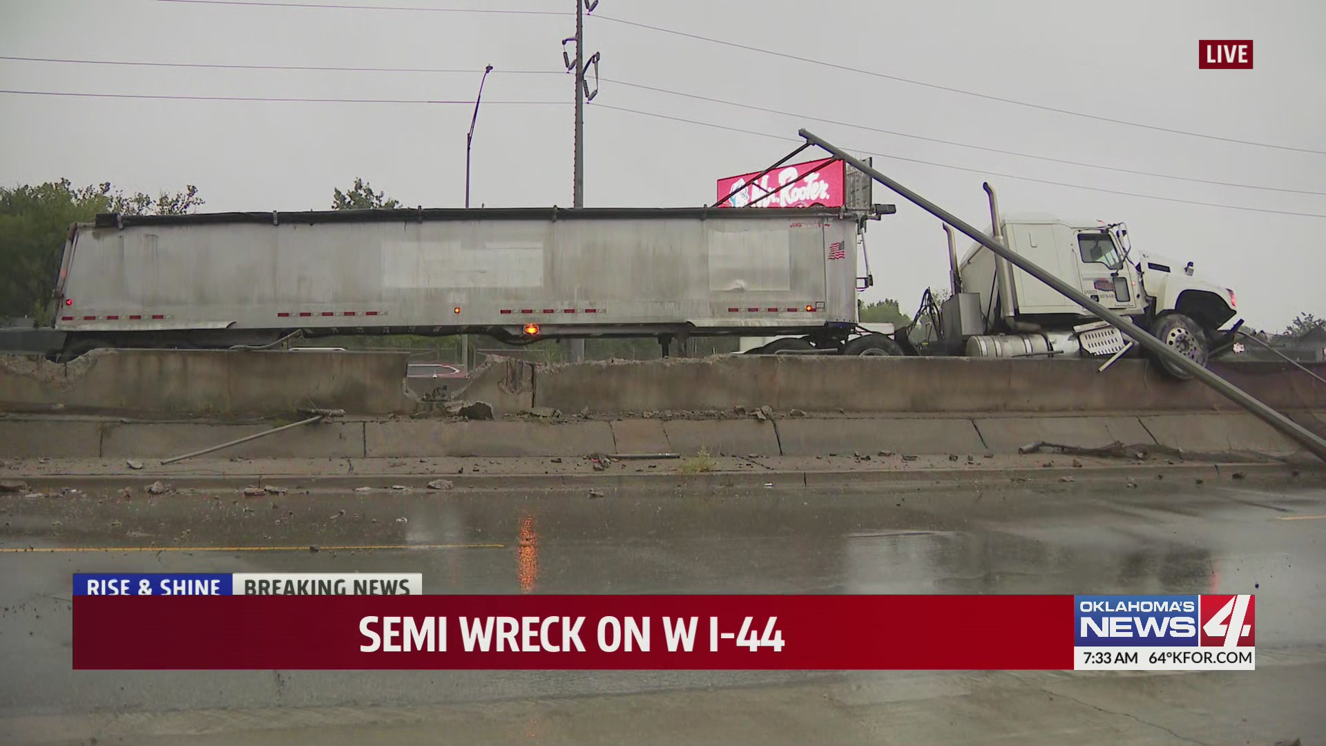 Semi wreck impacts traffic westbound on I-44