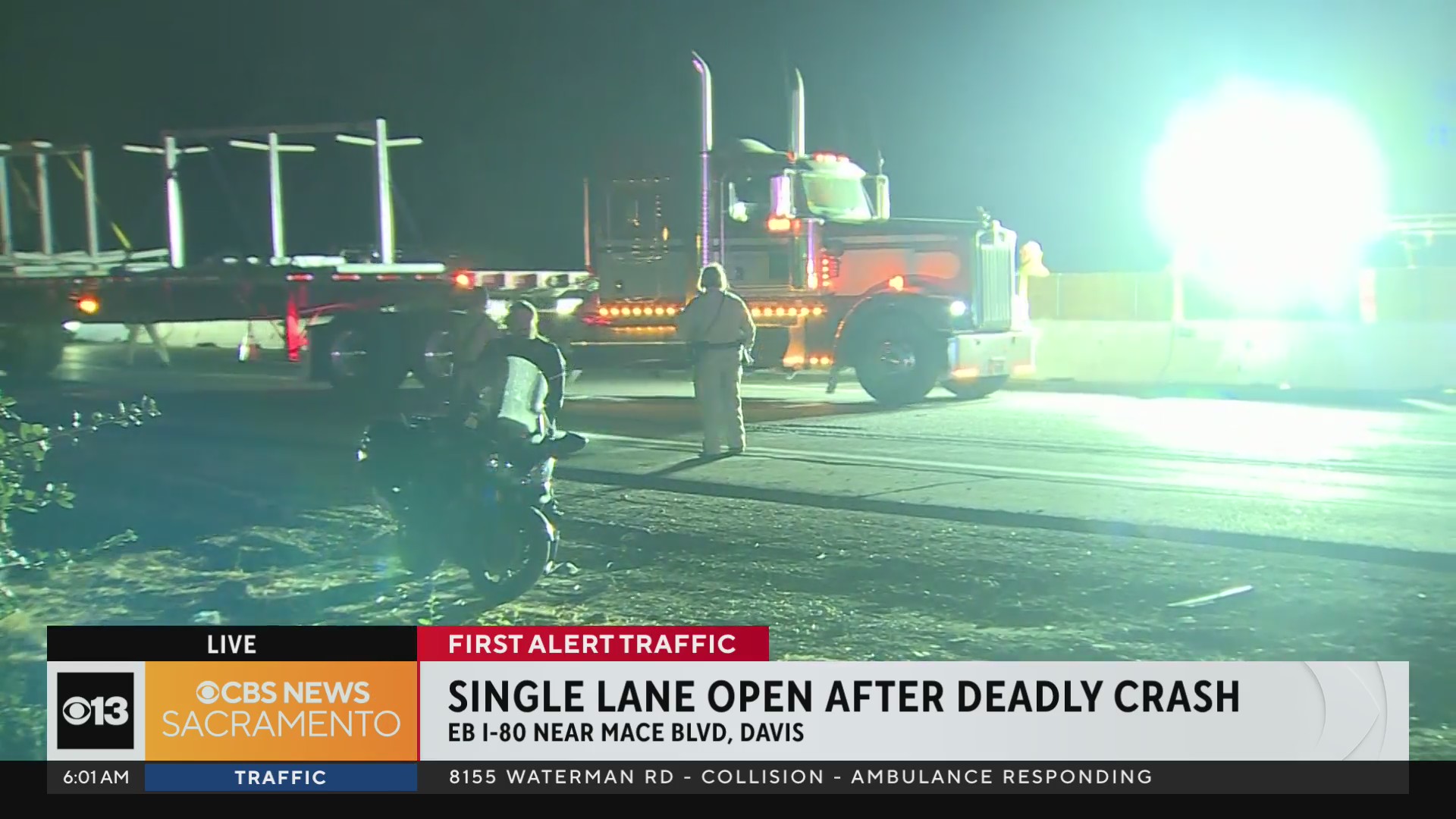 1 dead in I-80 motorcycle crash in Davis