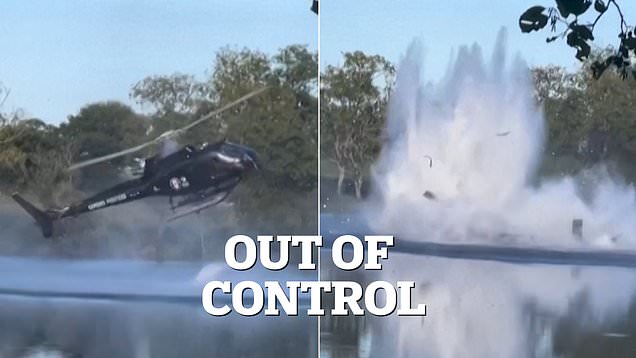 Moment French helicopter tailspins out of control and crashes down