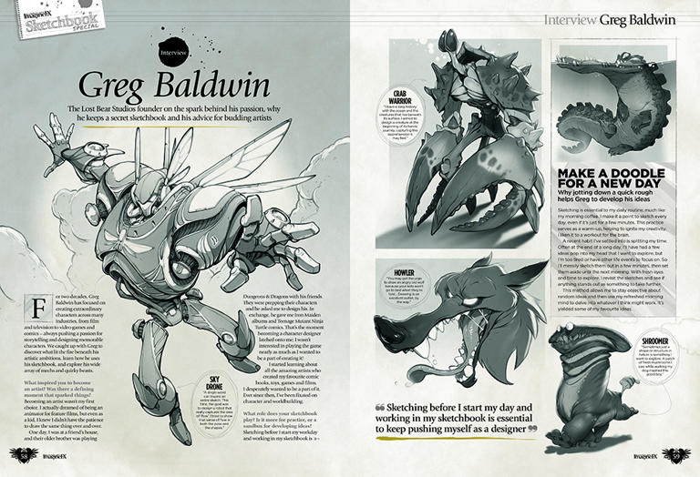 Explore over 500 epic sketches and doodles in issue 257 of ImagineFX