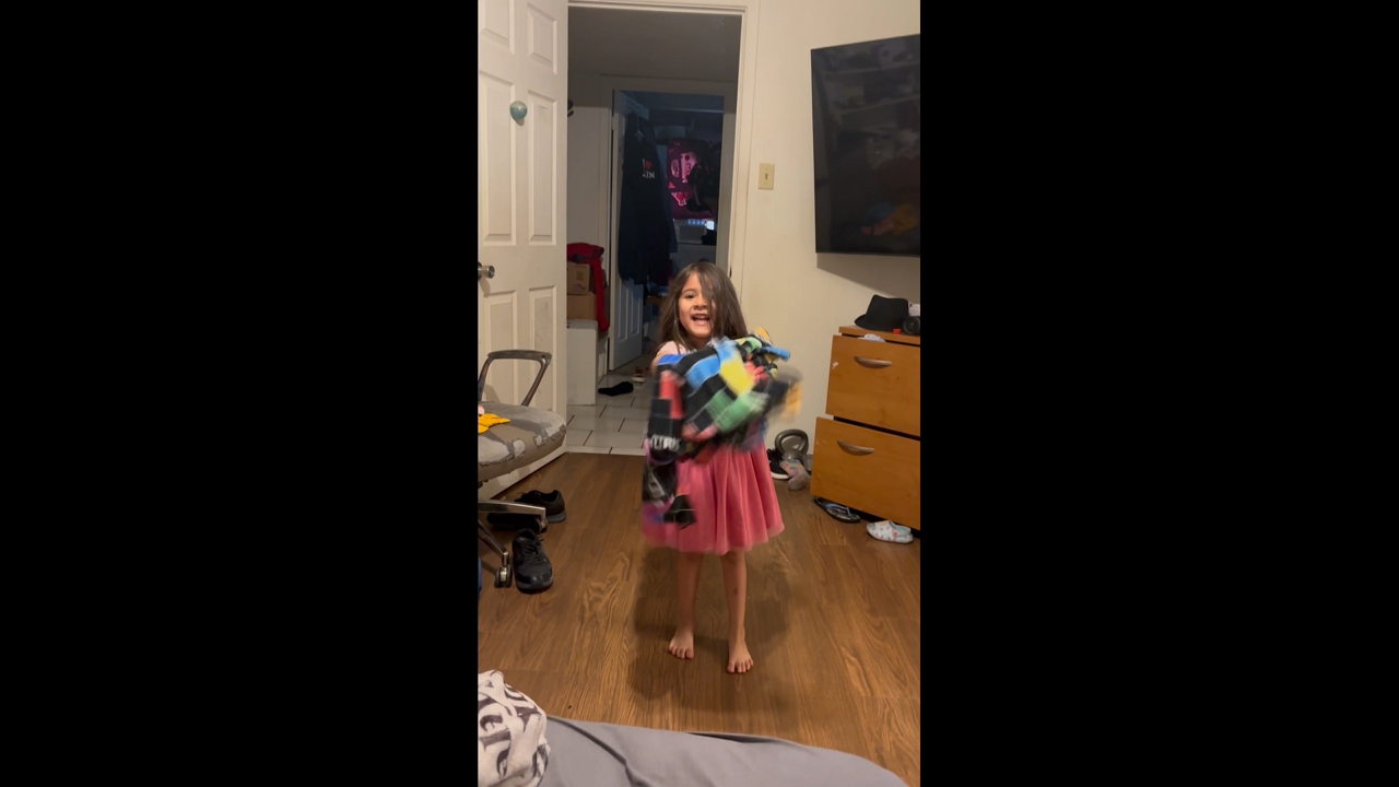 Little girl’s magic trick with ball in San Angelo, Texas