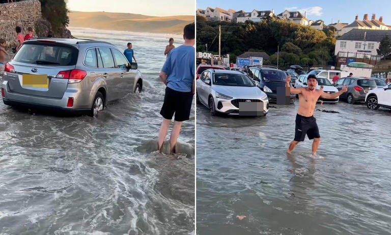 Panic as Brit tourists get stuck in sea after visitors park on sand at ...