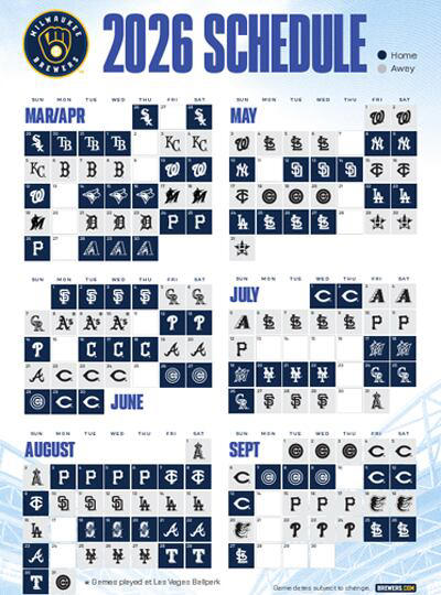 Brewers begin, end 2026 season at home as full schedule is released