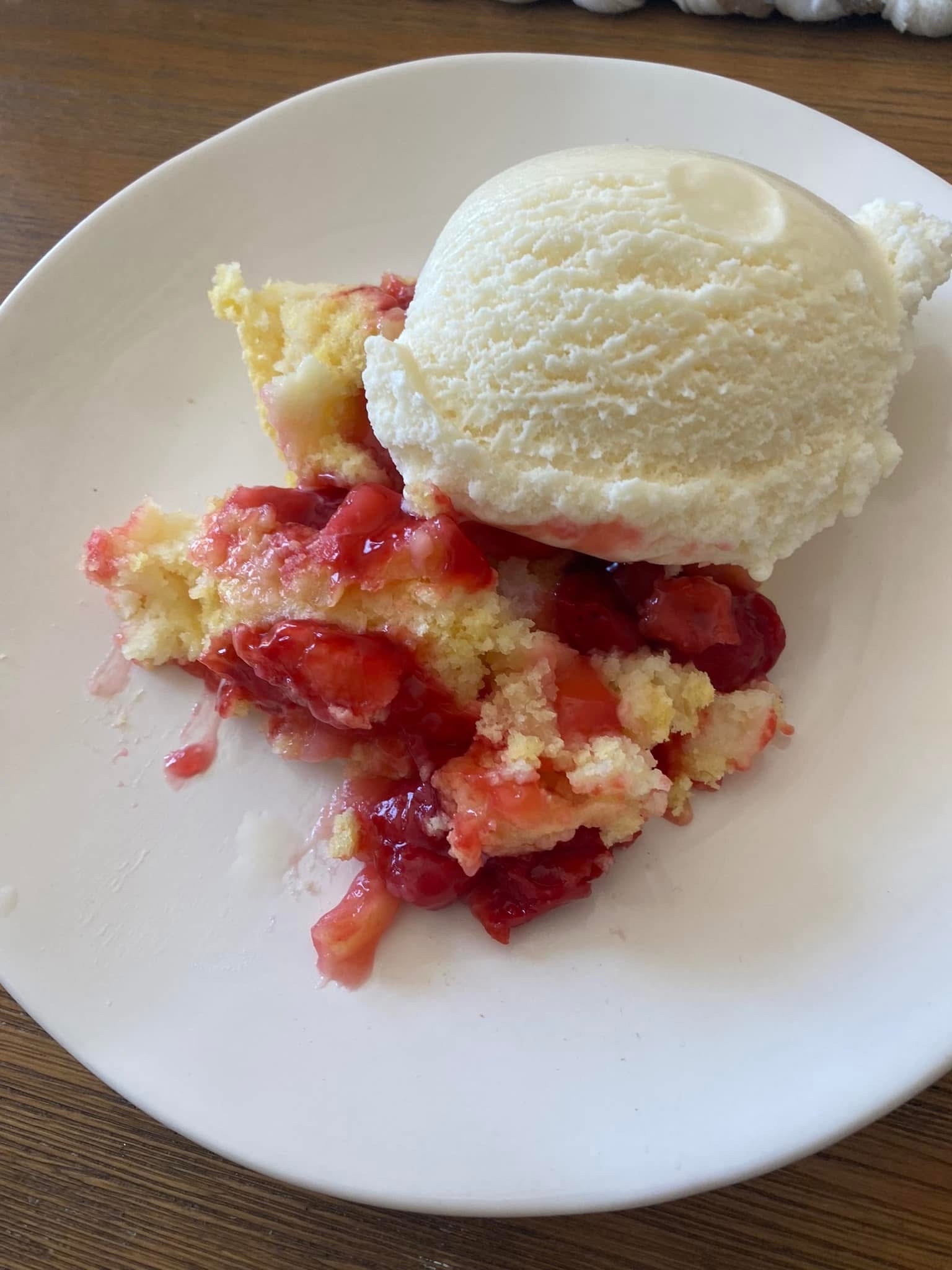 three Ingredient cherry cobbler
