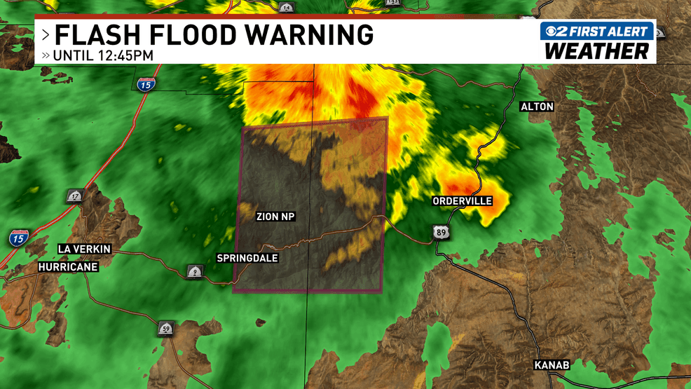 Flash flooding reported in Zion National Park at East Fork of Virgin River