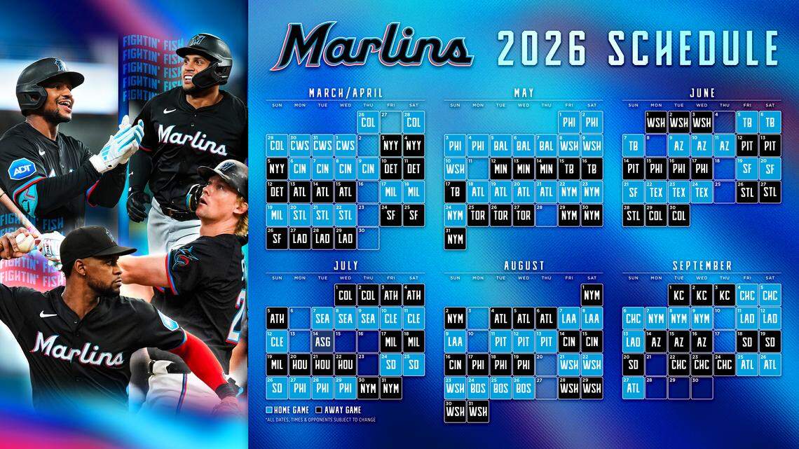 Miami Marlins' 2026 schedule is out. Here are the key dates to know