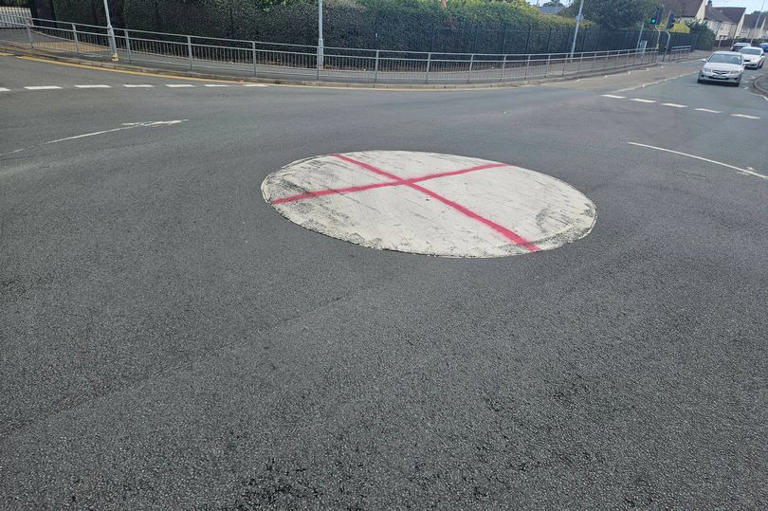 England flag painted onto roundabout in Welsh town as police investigate