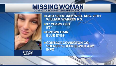 Search continues for missing Covington County woman, Brandi Lauren White
