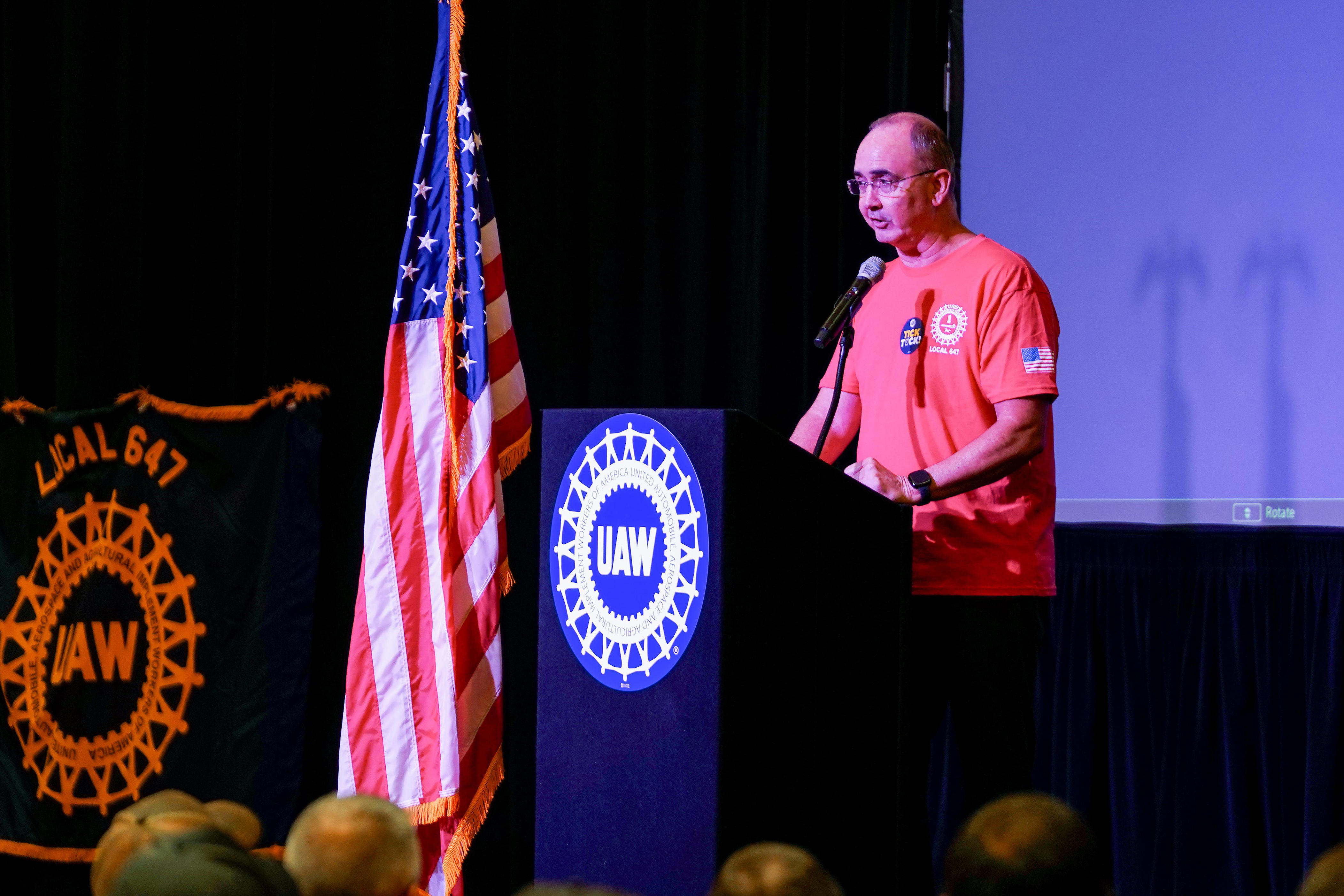 UAW president Shawn Fain rallies with GE Aerospace workers as strike looms