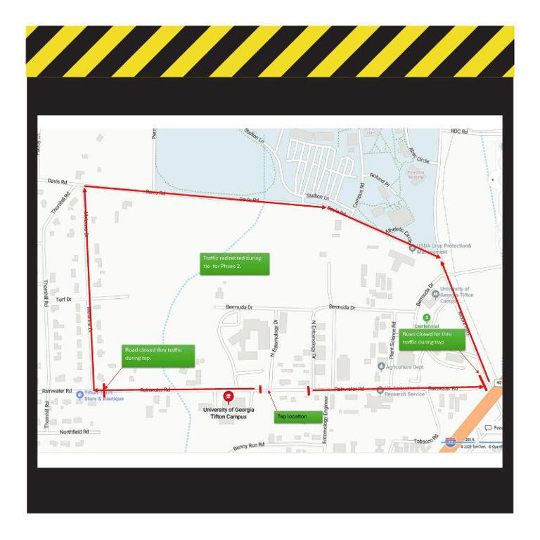 Rainwater Road in Tifton set to close for utility work