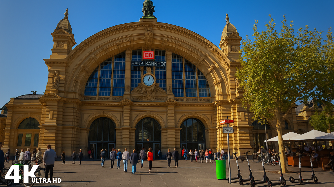 Tour a piedi della stazione centrale di Francoforte – Germania (4K)