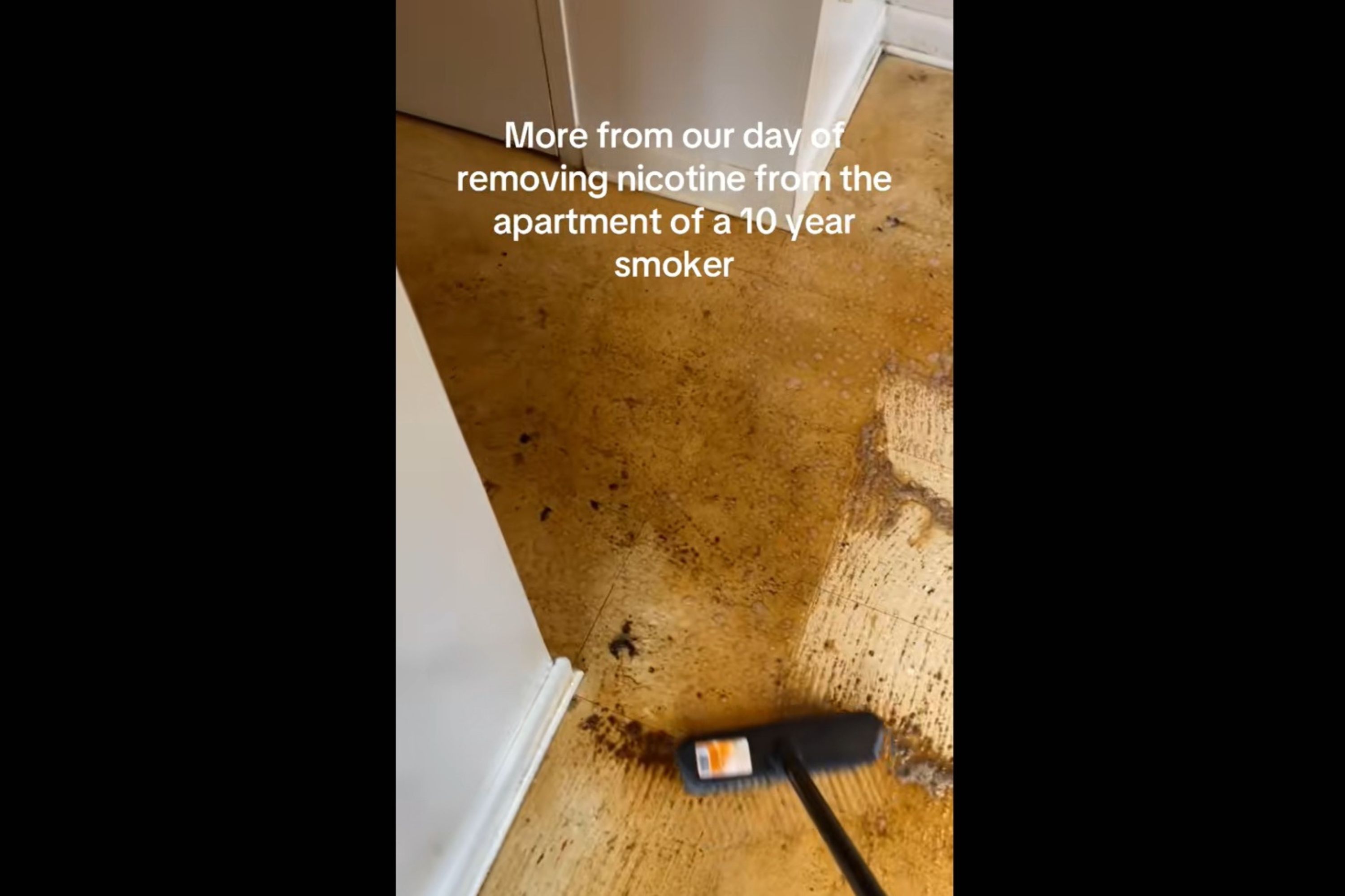 Shock as cleaner scrubs decade of smoker stains in apartment transformation