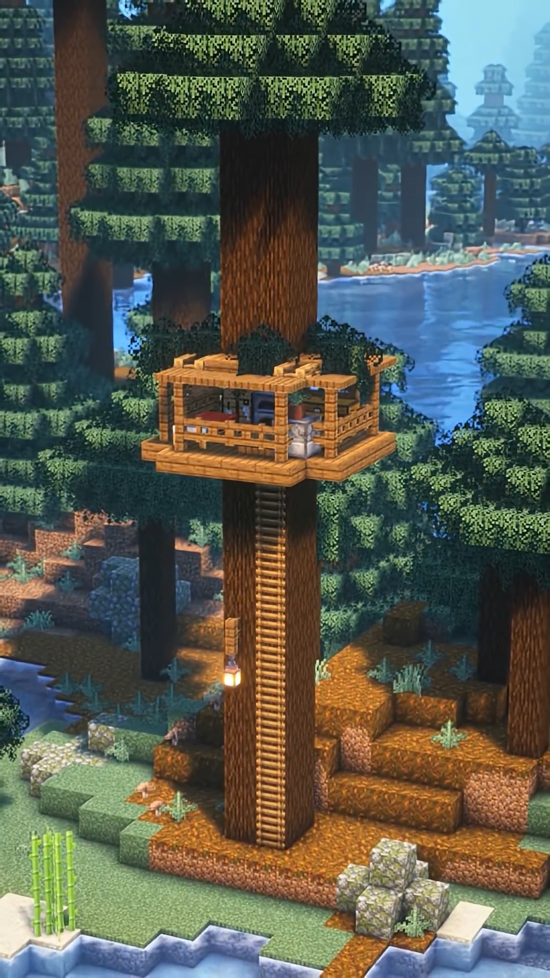 Spruce Treehouse Build in Minecraft