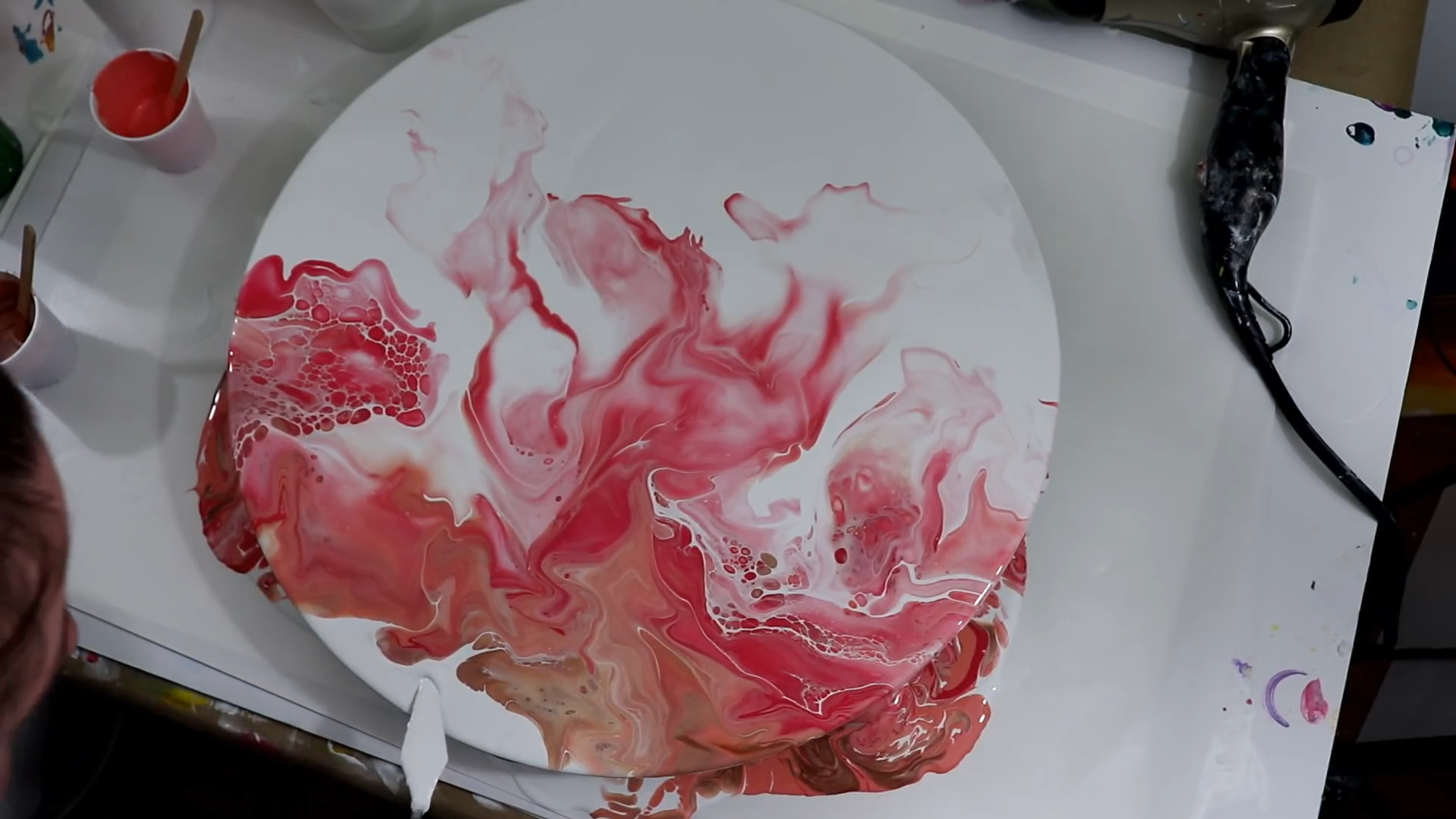 Pink and Peach Dutch Pour With Acrylic Flow