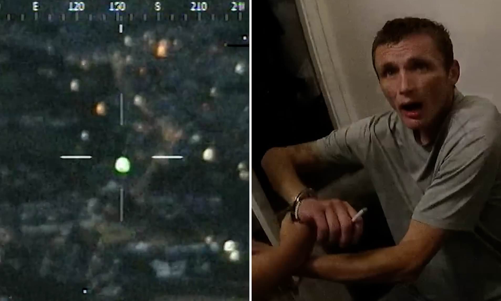 Moment man dazzles police helicopter with laser - and instantly regrets it