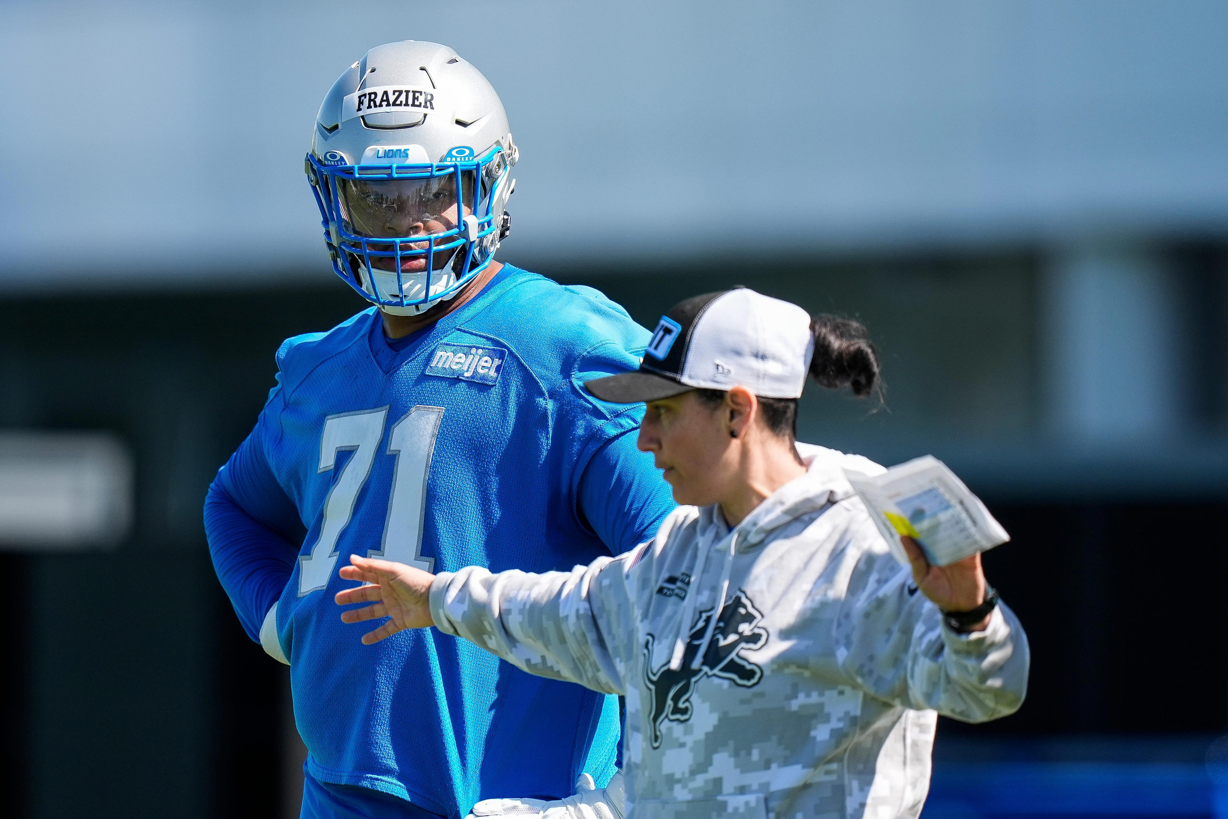 Miles Frazier: Lions coach Dan Campbell updates the rookie OL's status