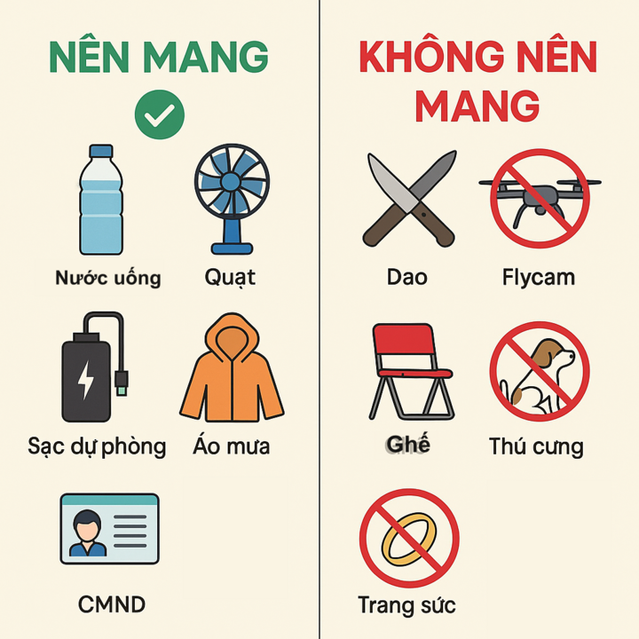 Các vật dụng không được mang theo khi xem diễu binh, diễu hành A80