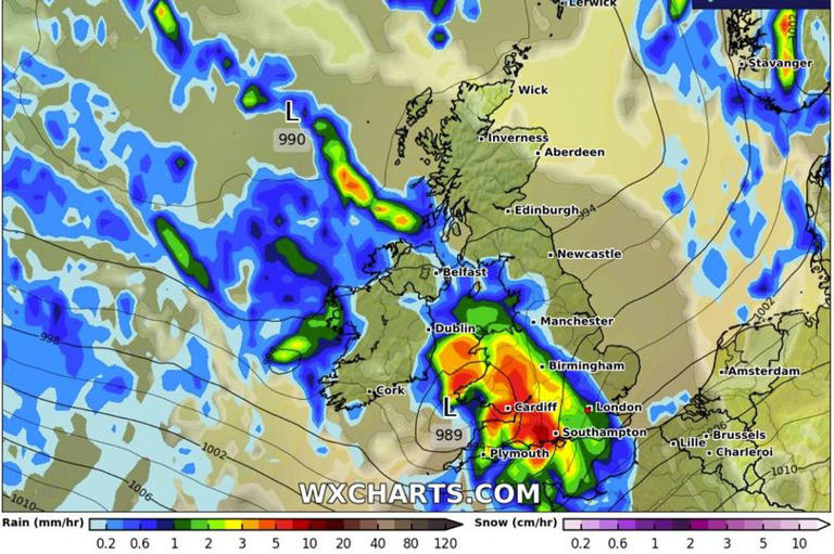 UK weather maps show exact dates two storms will hit the country