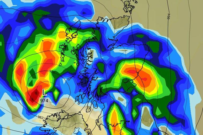 Weather maps show when huge wall of rain will hammer Scotland this week