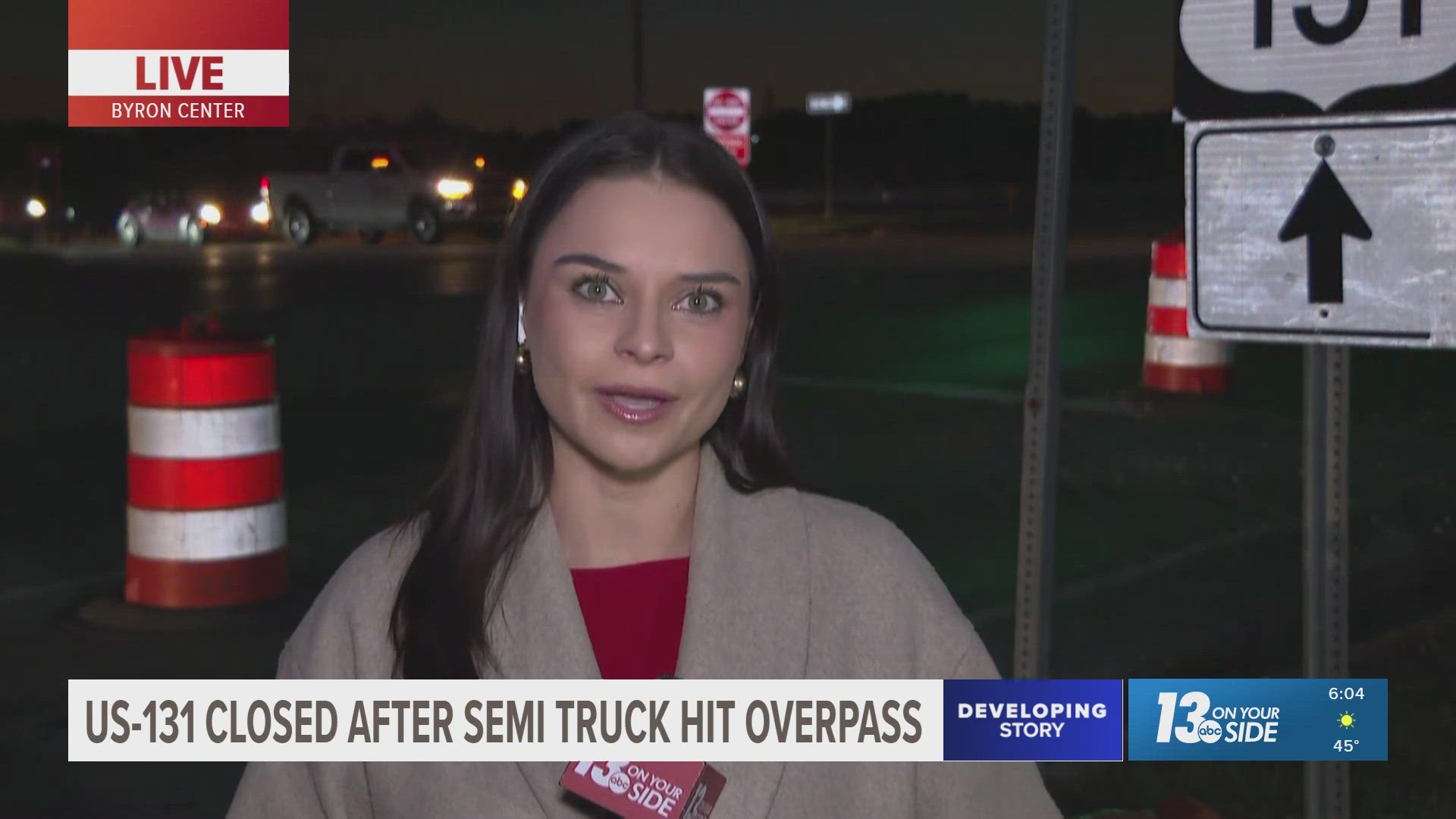 Portion of US-131 could be closed for weeks after semi hits bridge