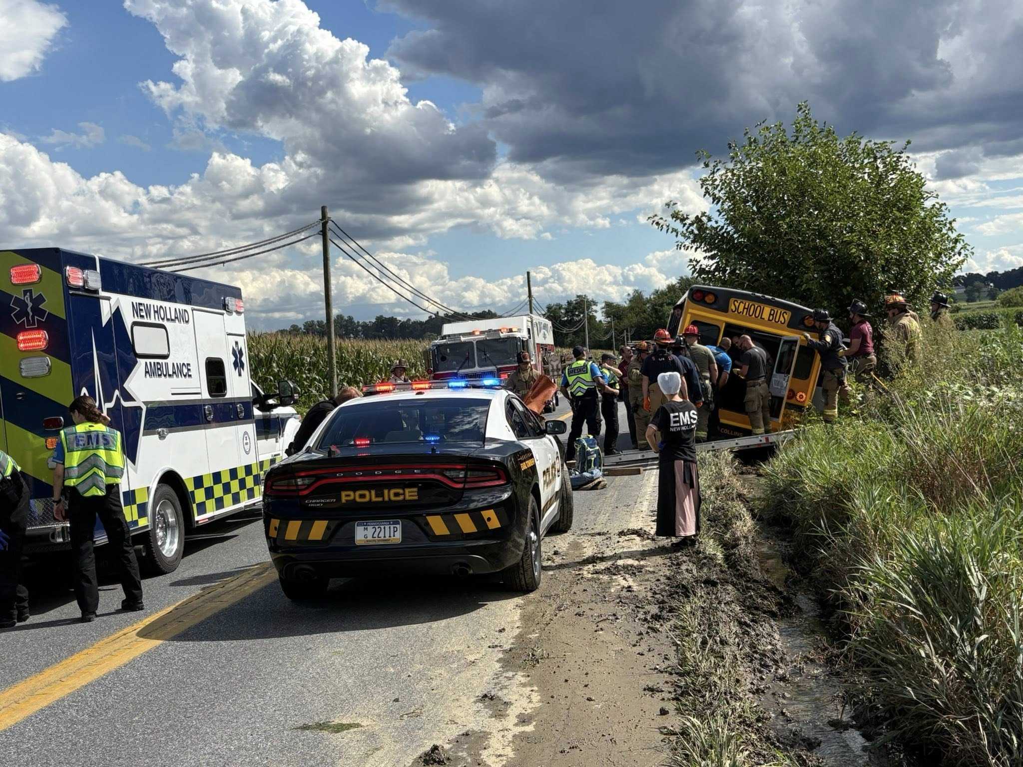PHOTOS | School bus crashes into ditch