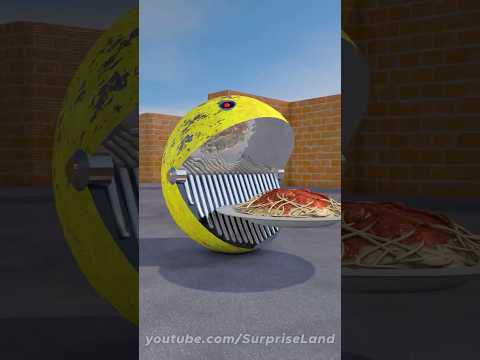Robot Pacman vs spaghetti pomodoro 🍝🍅 #shorts #robotpacman #pacman