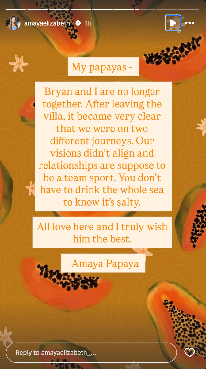 Amaya Reveals She and Bryan Broke Up Following the ‘Love Island USA ...