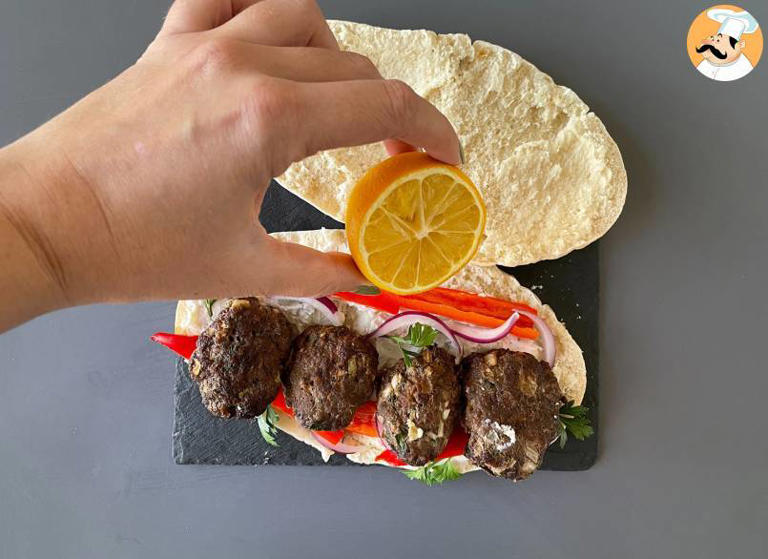Turkish köfte meatball sandwiches in kebab bread