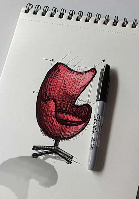 Egg Chair Design Sketch – How to Draw Furniture