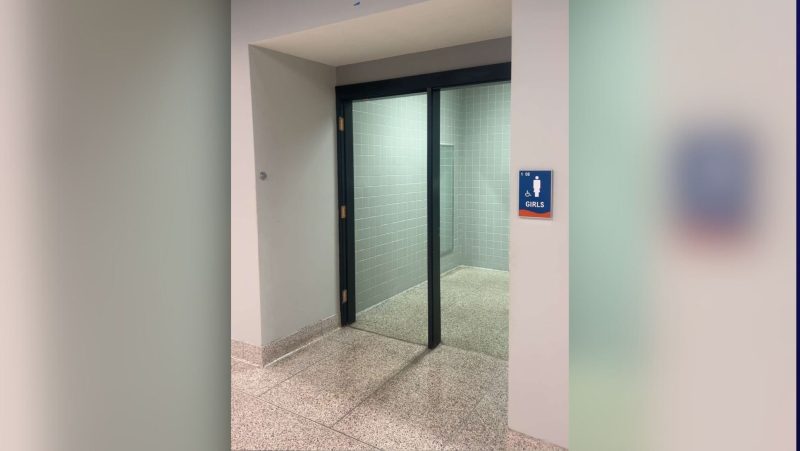 Why some bathroom doors have been removed in an Illinois high school
