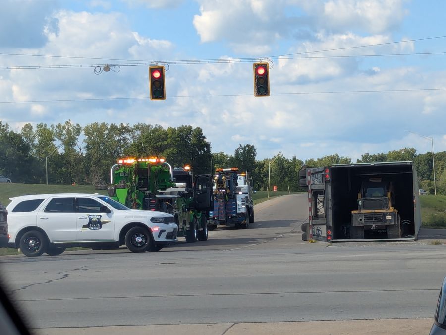 I-69 entrance ramp closed after semi rolls over