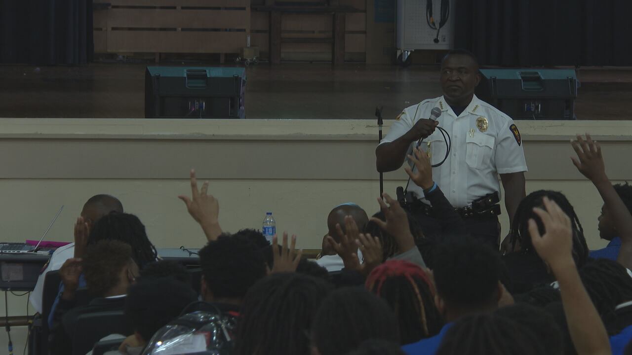 MPD Chief Malachi Sanders speaks to 9th-12th male youth at MHS