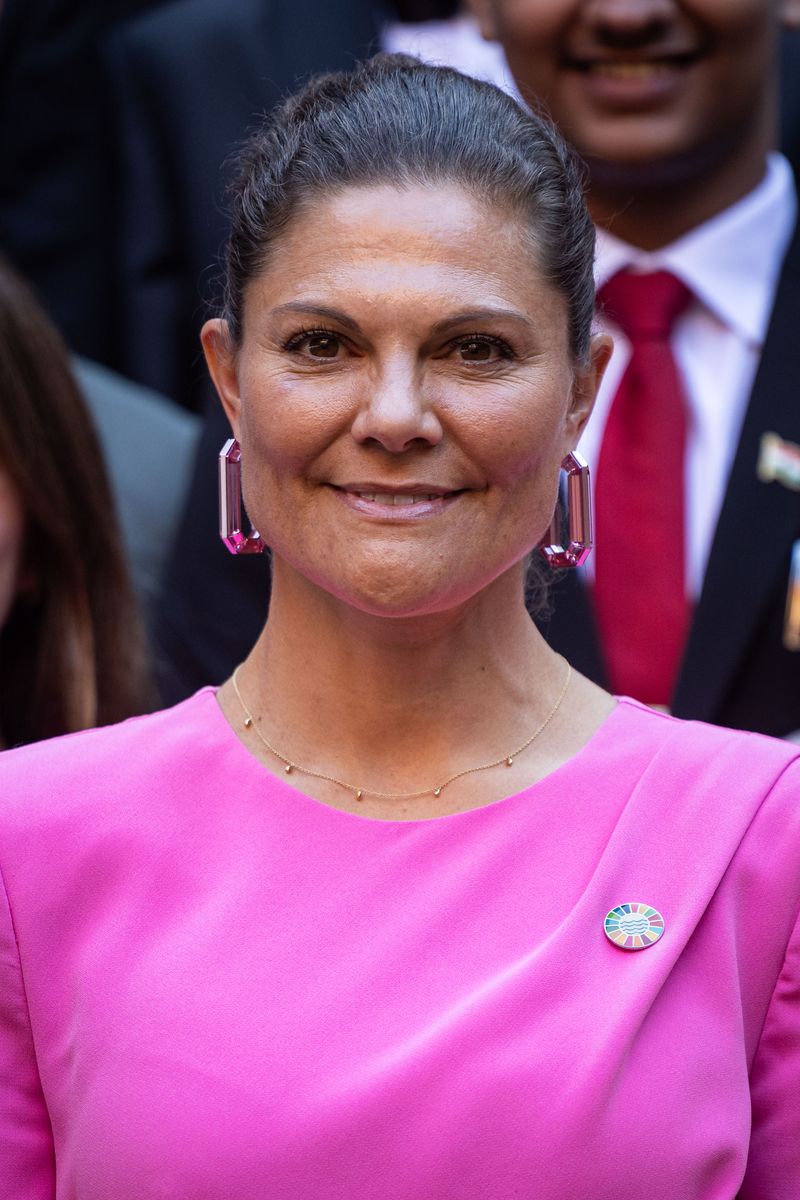 Crown Princess Victoria rewears chic pink dress with a bold metallic ...