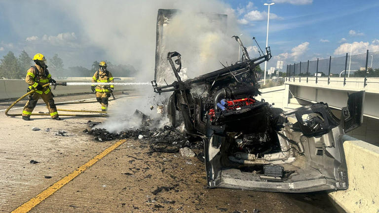 Fiery semi crash closes I-275 near I-4 for several hours Wednesday; 1 taken to hospital: FHP