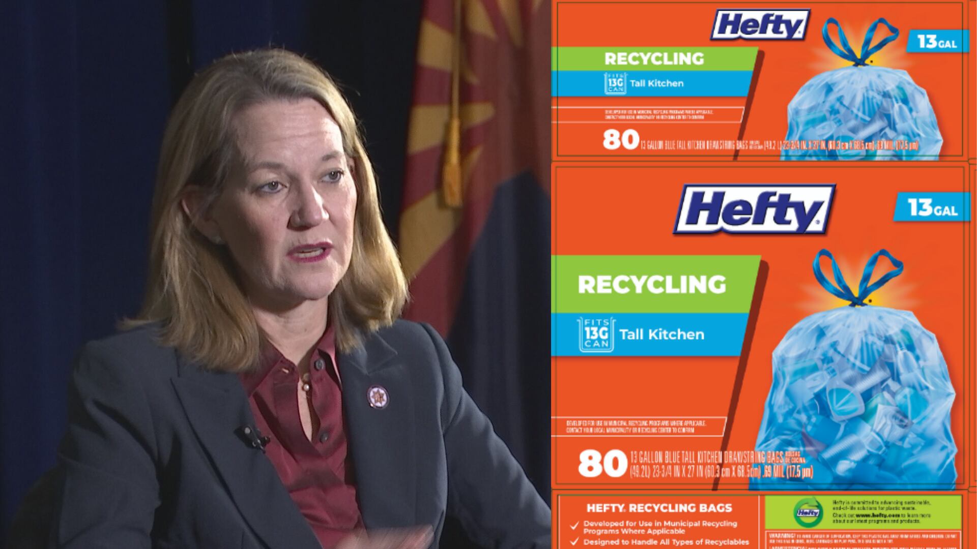 Arizona AG Mayes sues over ‘misleading’ blue recycle trash bags