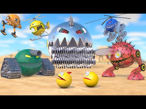 Pacman vs Robot Monsters #19 Compilation (Shredder, Tank, Chainsaw ...