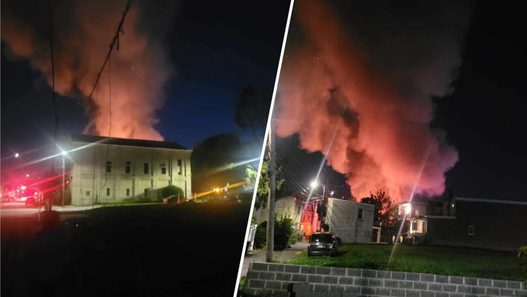 Large house fire sends white smoke billowing into the air in Chester