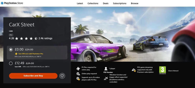 PS Plus Surprise: Free PS5 Game CarX Street Available in Select ...