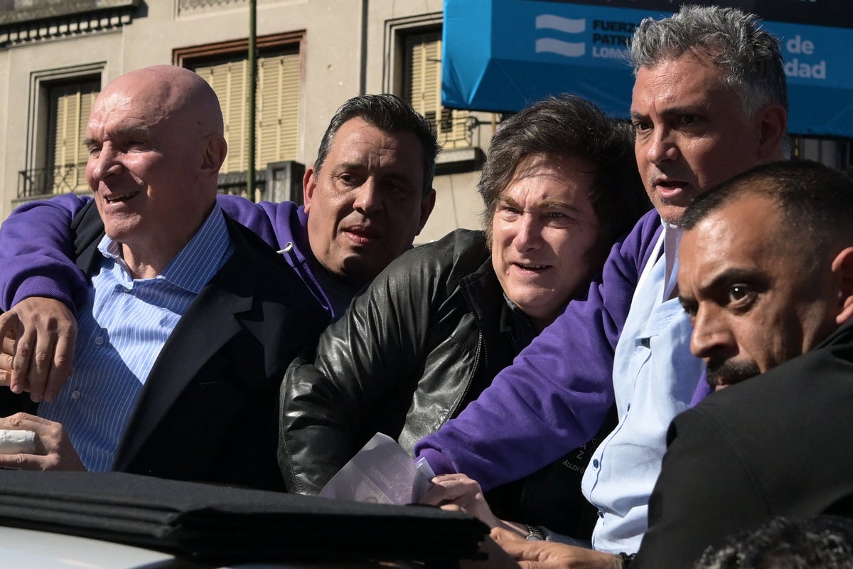 Protesters hurl rocks at Argentinian president Javier Milei during ...